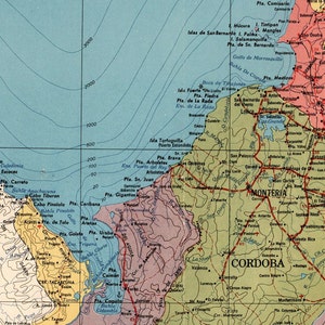 Old Map of Colombia Vintage Map Vintage Poster Wall Art Print Wall Map ...