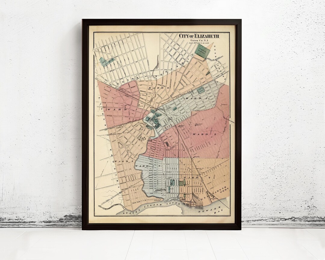 Old Map of Elizabeth New Jersey 1872 Vintage Map Elisabeth City ...