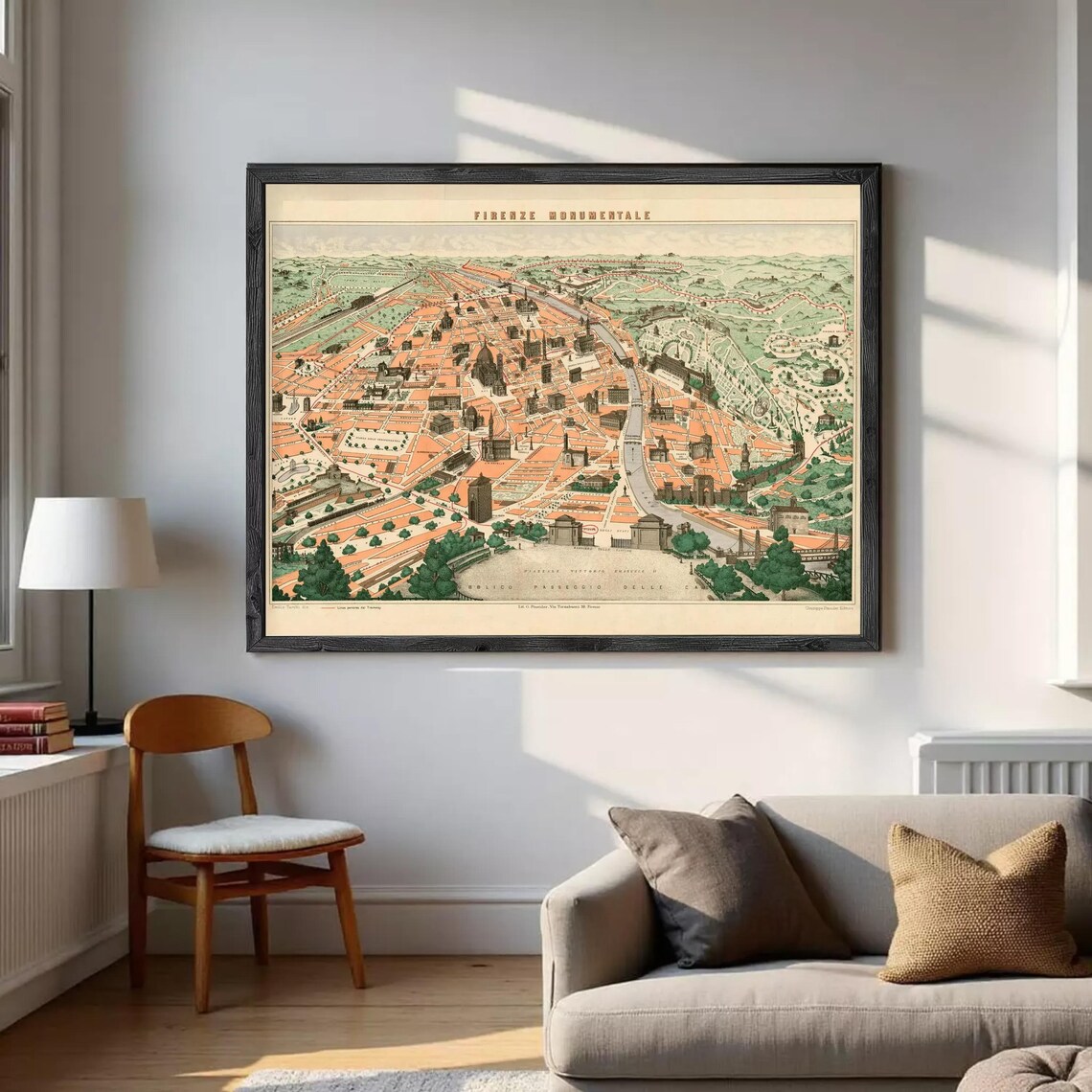 Old Map of Florence Firenze Monumentale 1910 | Wall Map Print - Etsy UK