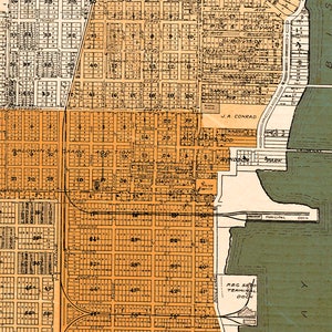 Old Map of Miami Florida 1918 Vintage Map Vintage Poster Wall Art Print ...