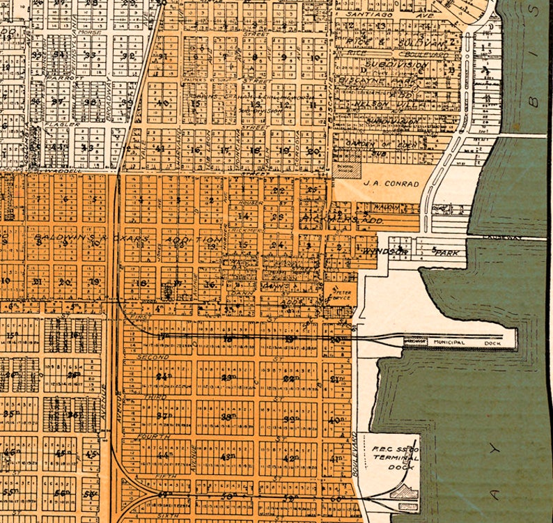 Old Map of Miami Florida 1918 Vintage Poster Wall Art Print | Etsy