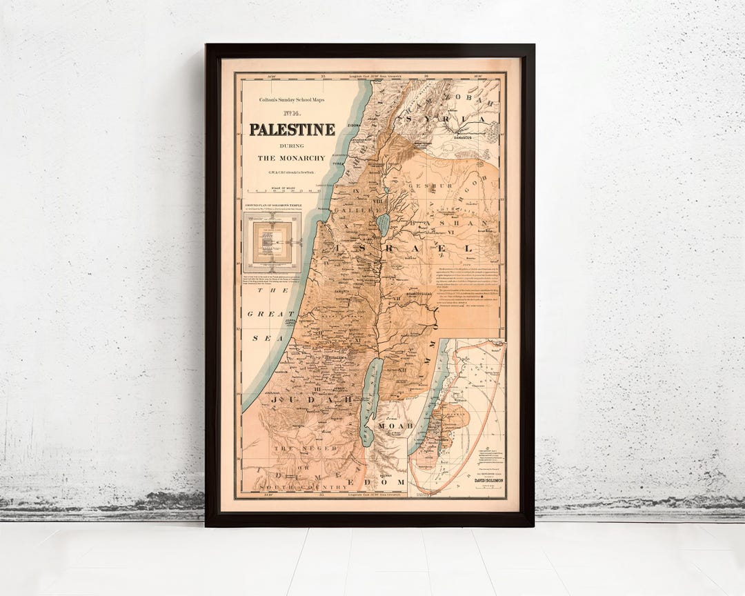 Old Map of Palestine During the Monarchy 1895 Vintage Map of Palestine ...