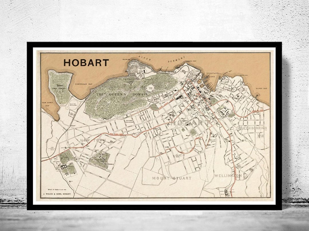 Old Map of Hobart Australia 1893 Vintage Map | Wall Map Print - Etsy.de