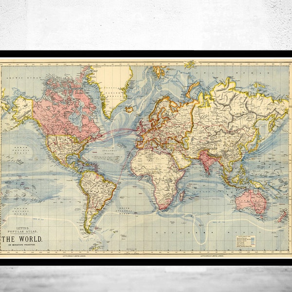 Vintage World Map - Etsy