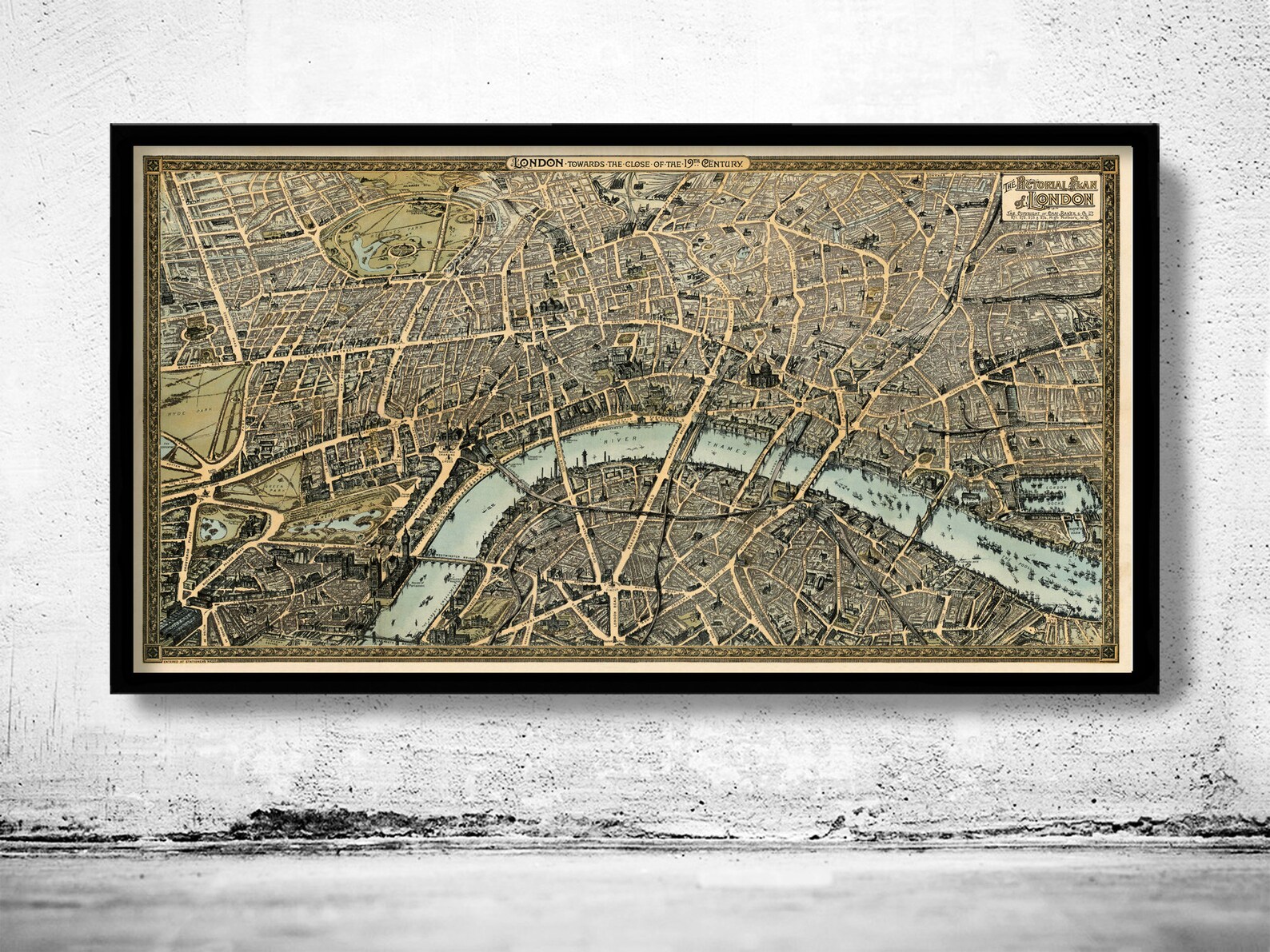Old Map of London 1892 Birdseye View London Vintage Map | Etsy