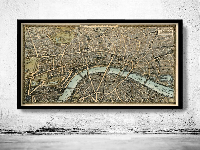 Old Map of London 1892 Birdseye View London Vintage Map | Etsy