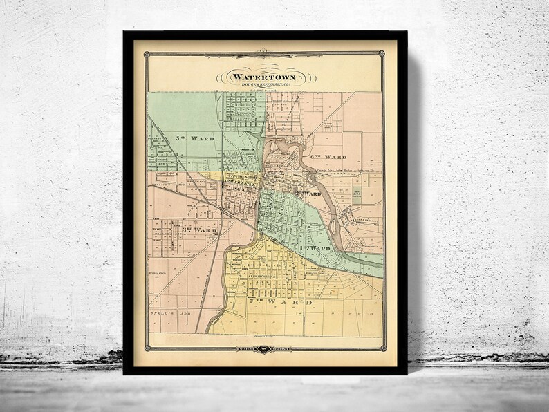 Old Map of Watertown Wisconsin 1878 Vintage Map Vintage - Etsy
