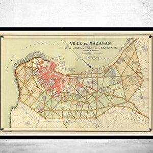 Old Map of Mazagan Morocco 1916 Vintage Map Vintage Poster Wall Art ...