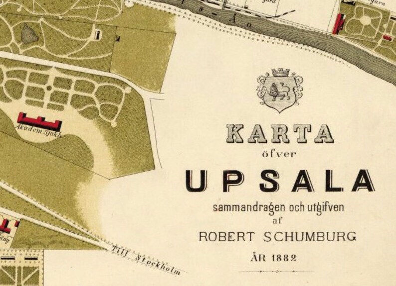Old Map of Upsala Uppsala Sweden 1882 Vintage Map Vintage - Etsy