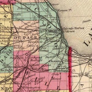 Old Map Illinois 1860 Vintage Map | Vintage Map Wall Art Print | Large ...