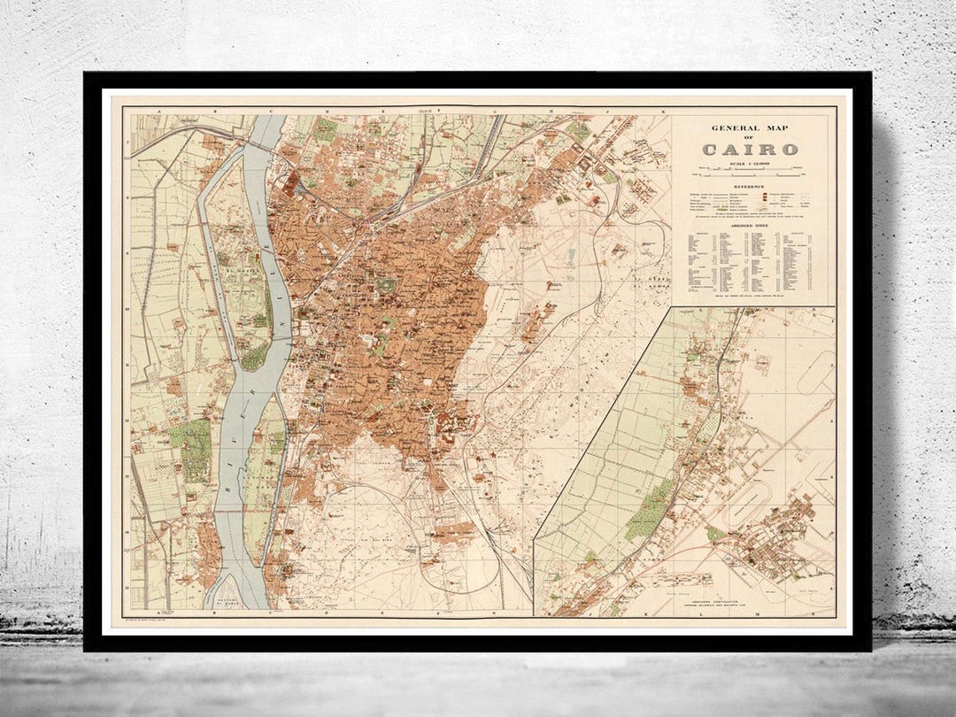 Old Map of Cairo Egypt 1920 | Vintage Map Wall Art Print | Large Map ...
