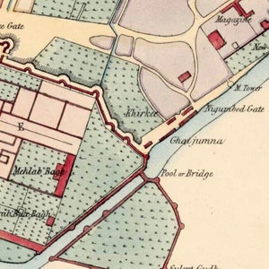 Old Map of Delhi India 1857 Vintage Map Vintage Poster Wall Art Print ...