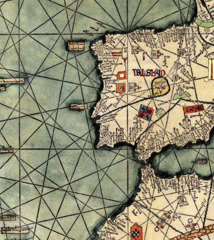 Medieval Catalan World Map 1375 Europe, Mediterranean Sea and Middle ...