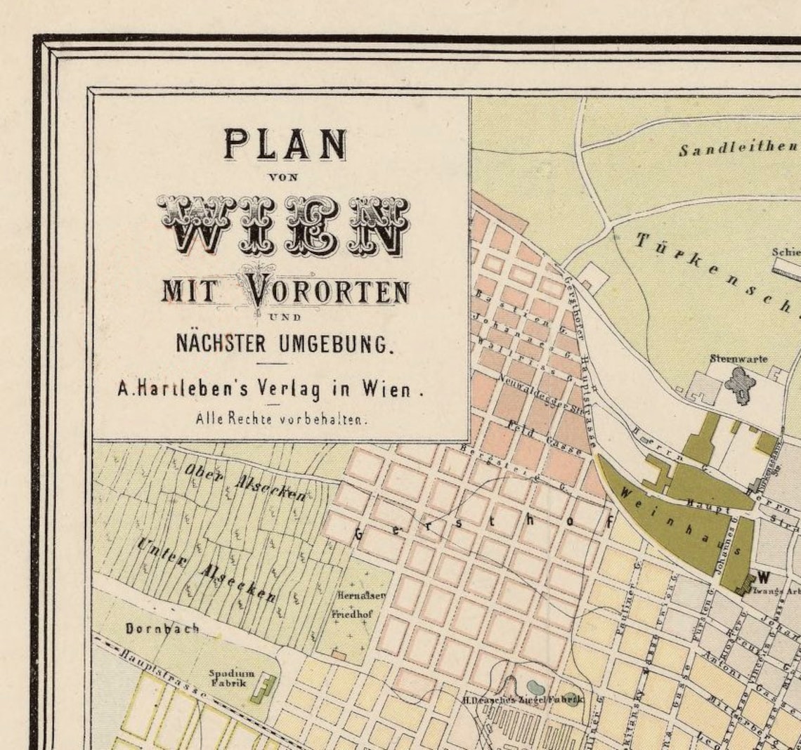 Old Map of Vienna Wien Austria 1883 Vintage Map of Vienna - Etsy
