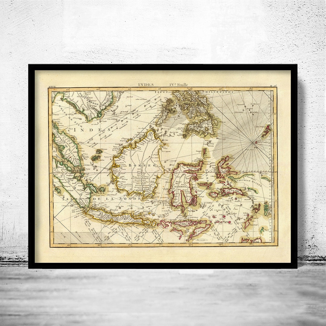 Old Map of Indonesia 1771 Vintage Map Vintage Poster Wall Art Print ...