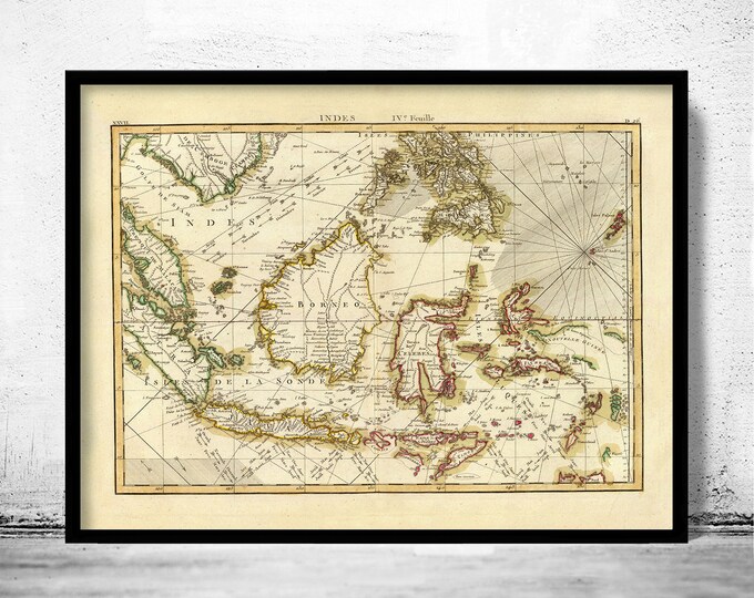 INDONESIA Old Map of Malay Archipelago 1858 Original Antique French ...