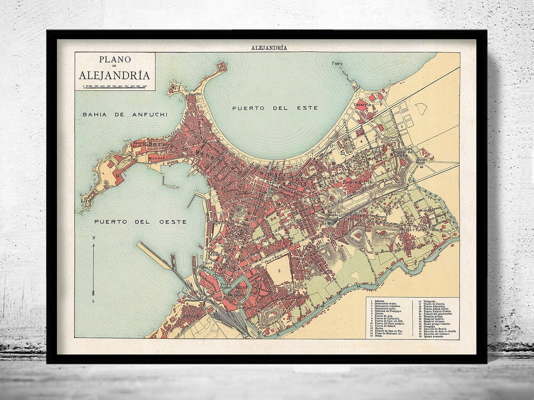 Old Map of Alexandria Egypt 1900 Vintage Map Vintage Poster Wall Art ...