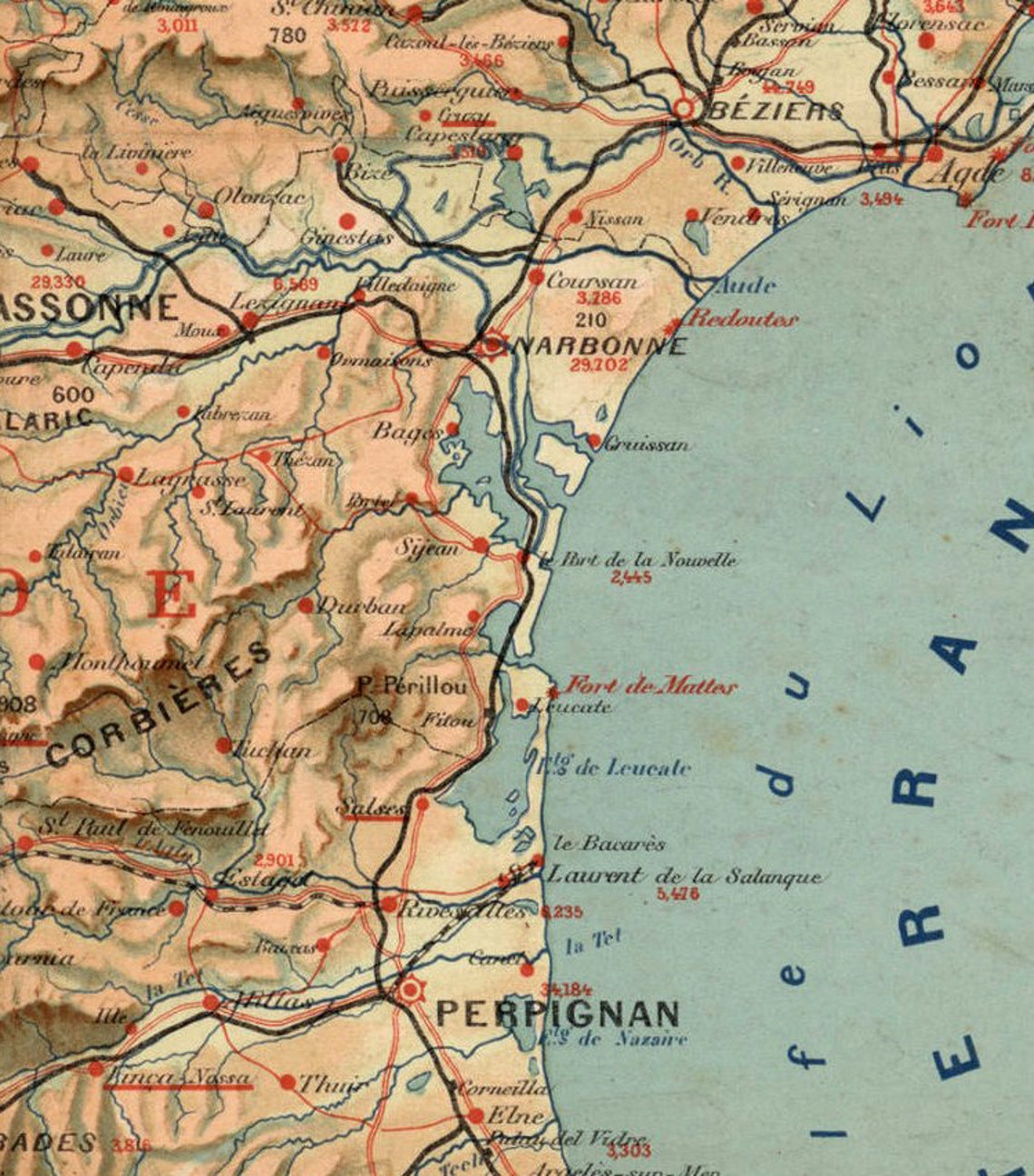 Old Map of Pyrenees Pirineus 1920 France Spain Vintage - Etsy