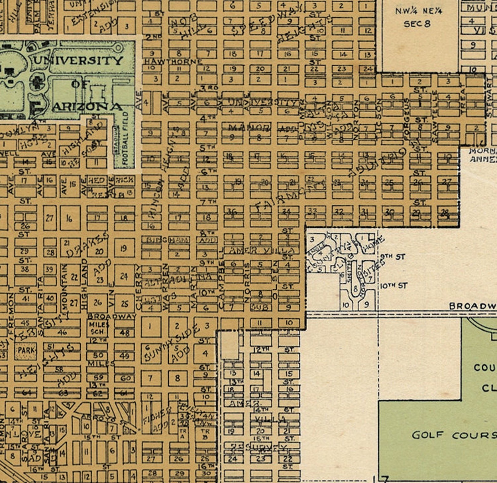 Old Map of Tucson Arizona 1947 Vintage Map Vintage Poster - Etsy
