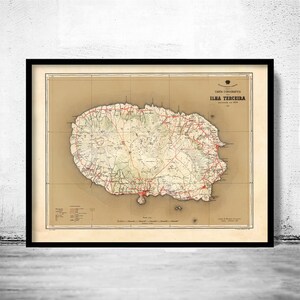 Old Map of Ilha Terceira Azores Açores 1899 Vintage Map Vintage Poster ...