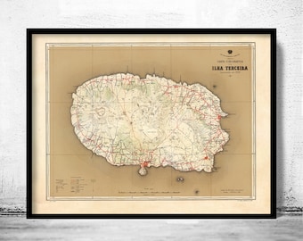 Old Map of Açores Azores Islands 1584 Vintage Map Vintage Poster Wall ...