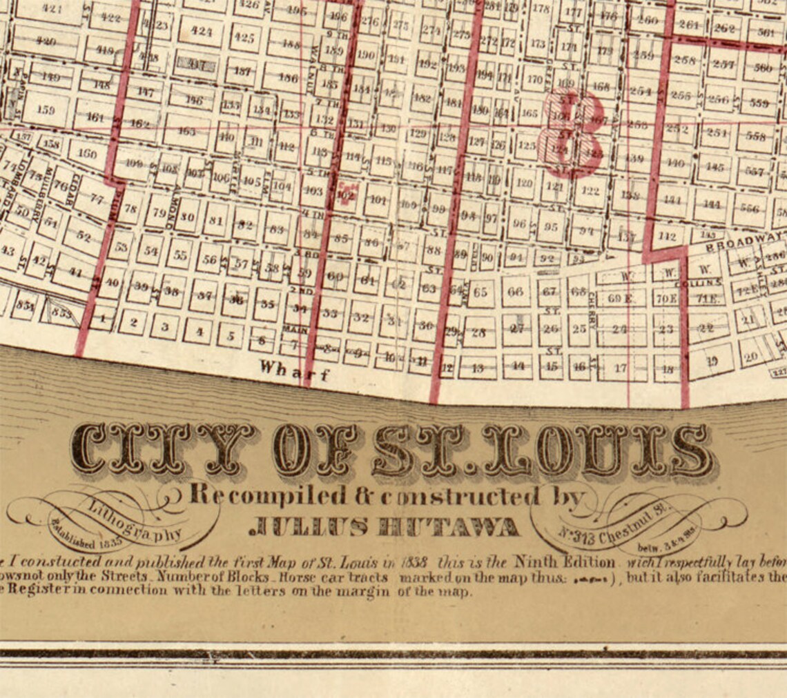 Old Map of Saint Louis City St Louis 1870 Vintage Poster - Etsy