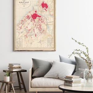 Old Map of Rabat 1924 Vintage Map Vintage Poster Wall Art Print Wall ...