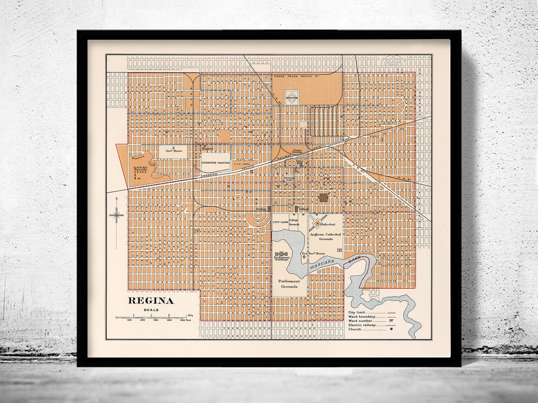 Old Map of Regina Saskatchewan Canada 1915 Vintage Map Vintage Poster ...