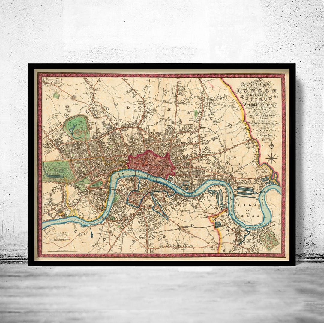 Old Map of London 1822 Vintage Map of London | Vintage Map Wall Art ...