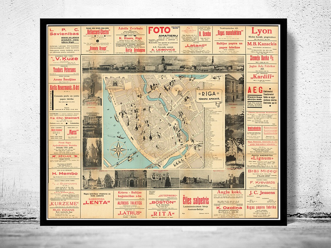 Old Map of Riga Latvia 1935 Vintage Map Vintage Poster Wall Art Print ...