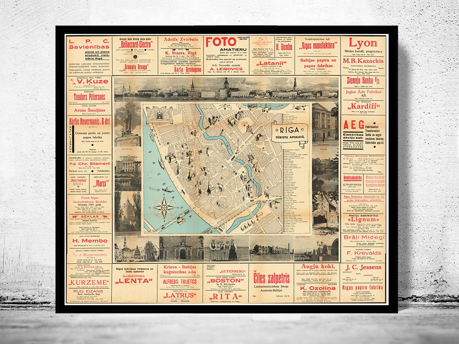Old Map of Riga Latvia 1935 Vintage Map Vintage Poster Wall - Etsy