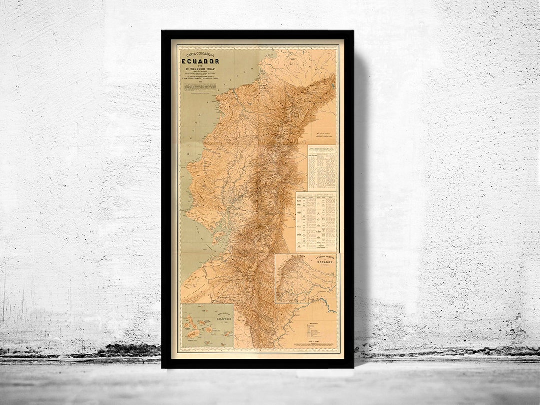 Old Map of Ecuador 1892 Equator Republic Vintage Map Vintage Poster ...