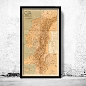 Old Map of Ecuador 1892 Equator Republic Vintage Map Vintage Poster ...