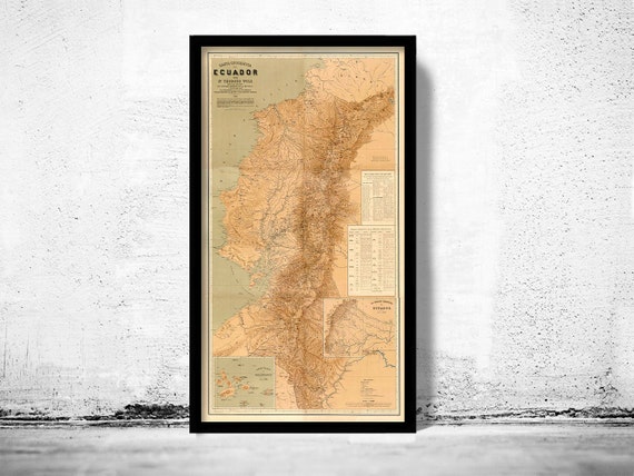 Old Map of Ecuador 1892 Equator Republic Vintage Poster Wall | Etsy