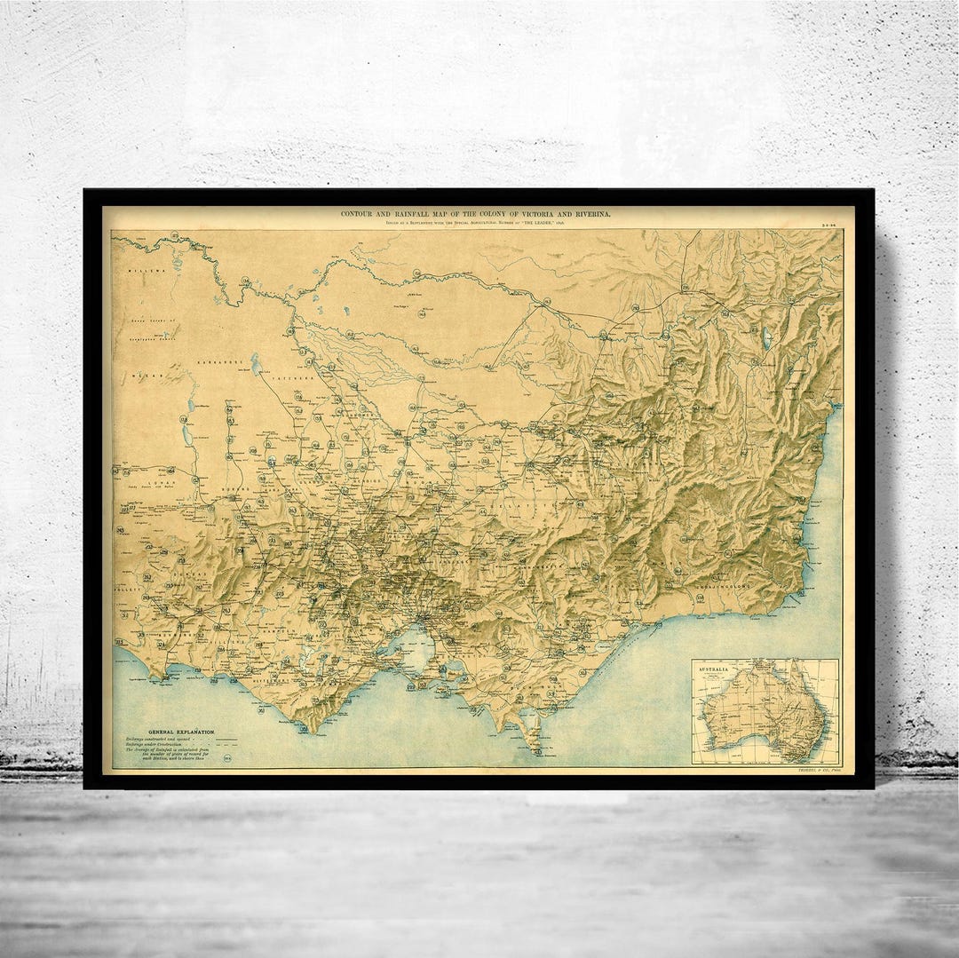 Old Map of Victoria Australia 1896 Vintage Map Victoria AU | Vintage ...