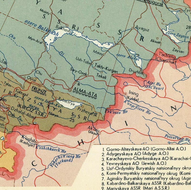 Old Map of Soviet Union CCCP USSR Map | Wall Map Print - Etsy