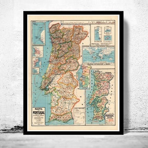 Old Map of Portugal 1929 Mapa De Portugal Portuguese Map Vintage Map ...