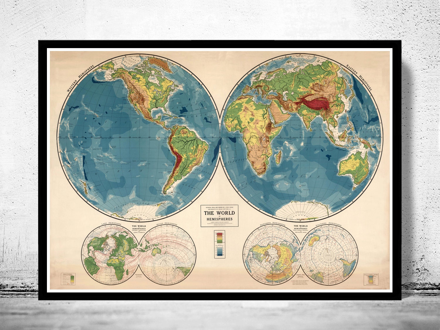1917 Vintage World Map Home & Living Globes & Maps etna.com.pe