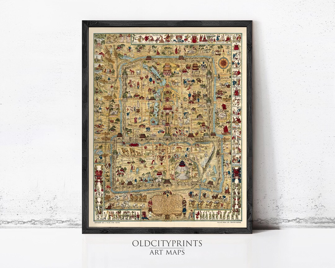 Old Map of Beijing China 1936 Vintage Map | Wall Map Print - Etsy Australia