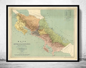 Costa Rica Map | Etsy