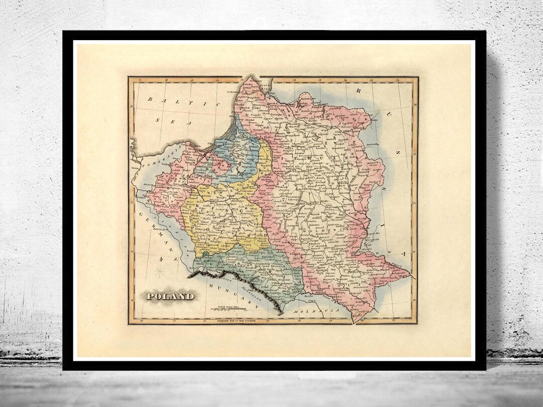 Old Map of Poland 1823 Vintage Map | Vintage Poster Wall Art Print ...