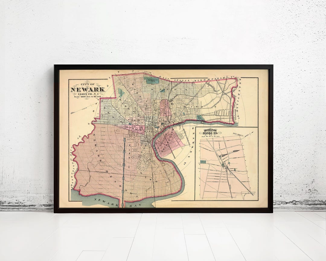 Old Map of Newark New Jersey 1872 Vintage Map | Vintage Map Wall Art ...