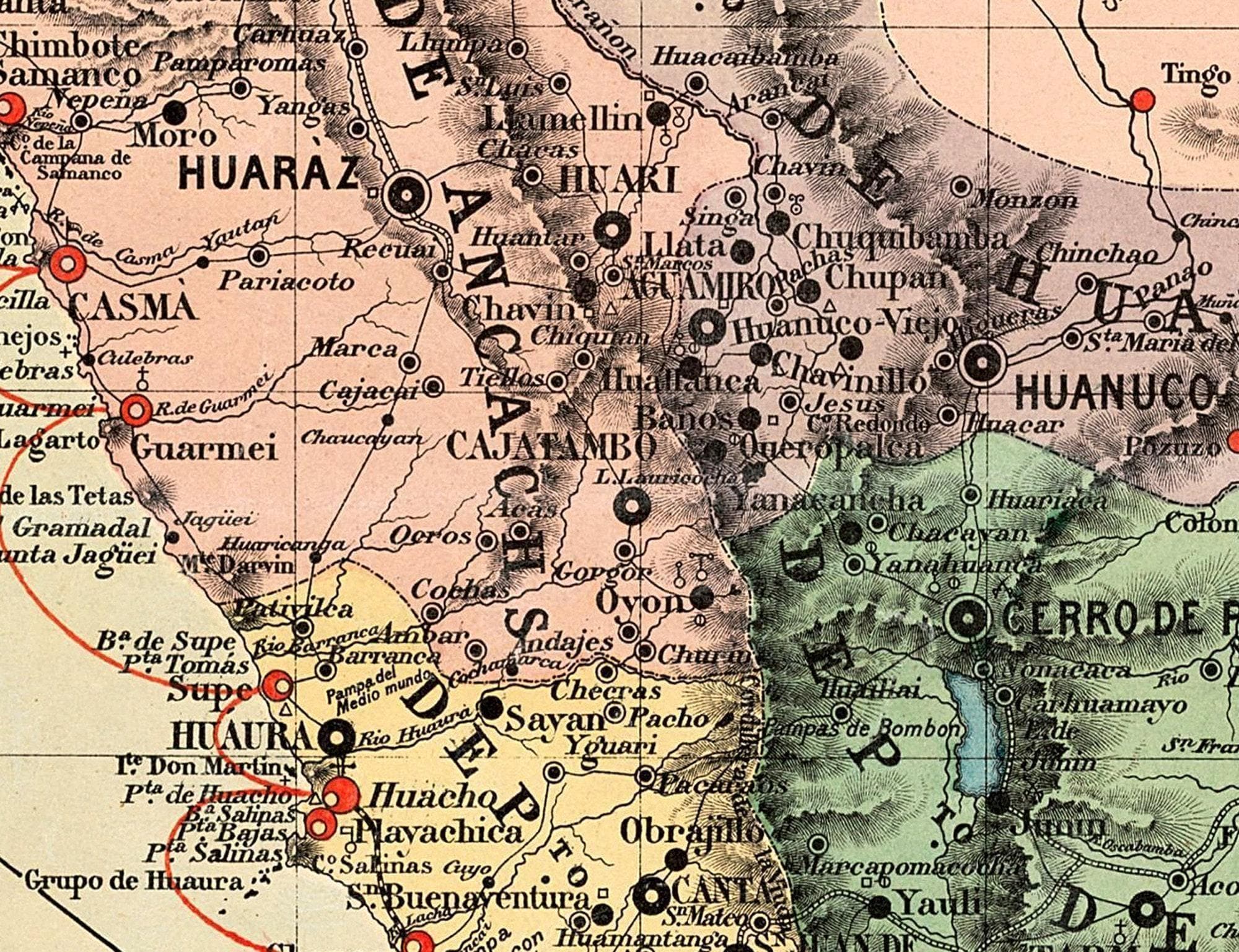 Old Map of Peru Lima 1871 Vintage Map | Wall Map Print - Etsy
