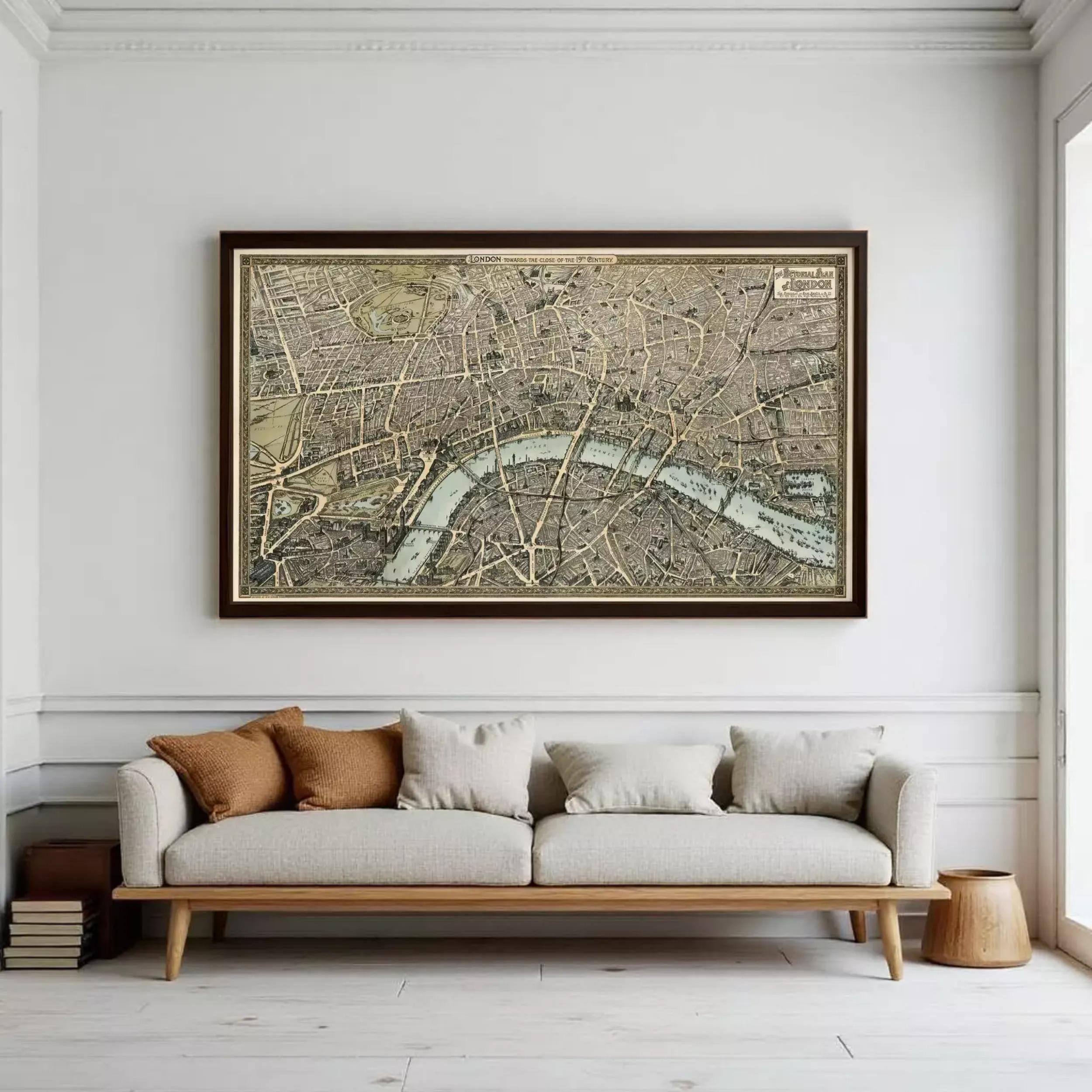 Old Map of London 1892 Birdseye View London Vintage Map | Wall Map ...