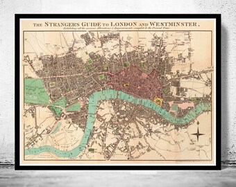 Old Map of London Map 1880 Vintage Poster Wall Art Print | Etsy UK