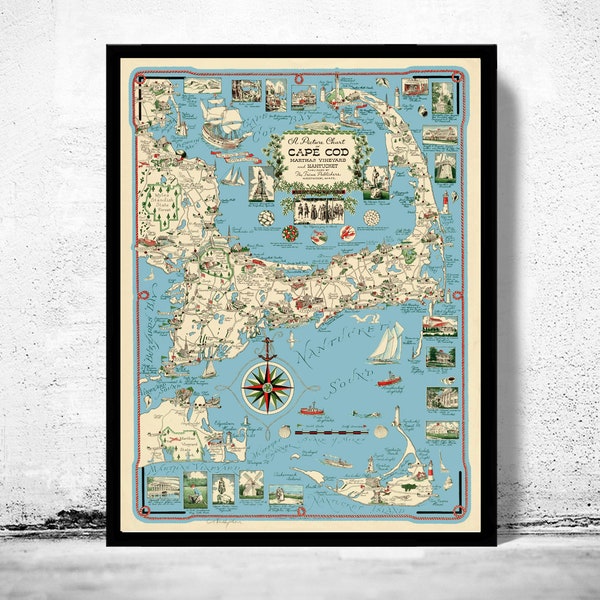Cape Cod Map Poster - Etsy