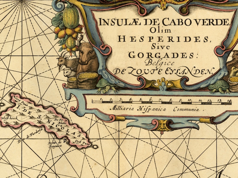 Old Map of Cape Verde Islands Cabo Verde 1665 Mapa De Cabo - Etsy
