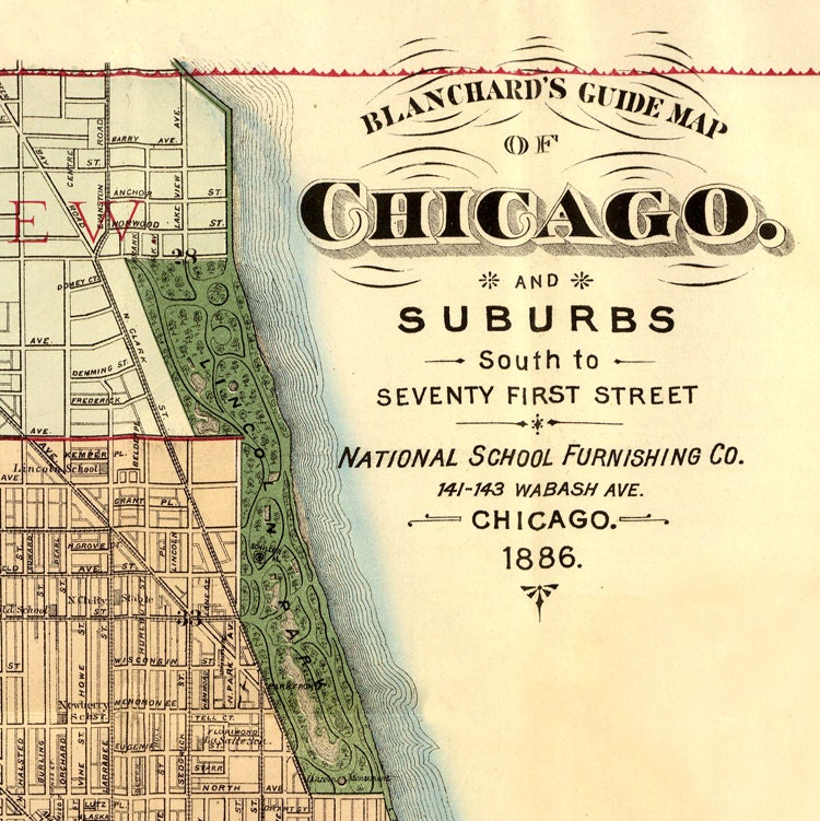 Old Vintage Map of Chicago 1886 Vintage Poster Wall Art | Etsy