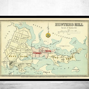 Old Map of Hunters Hill 1890 Australia Vintage Map Vintage - Etsy Australia