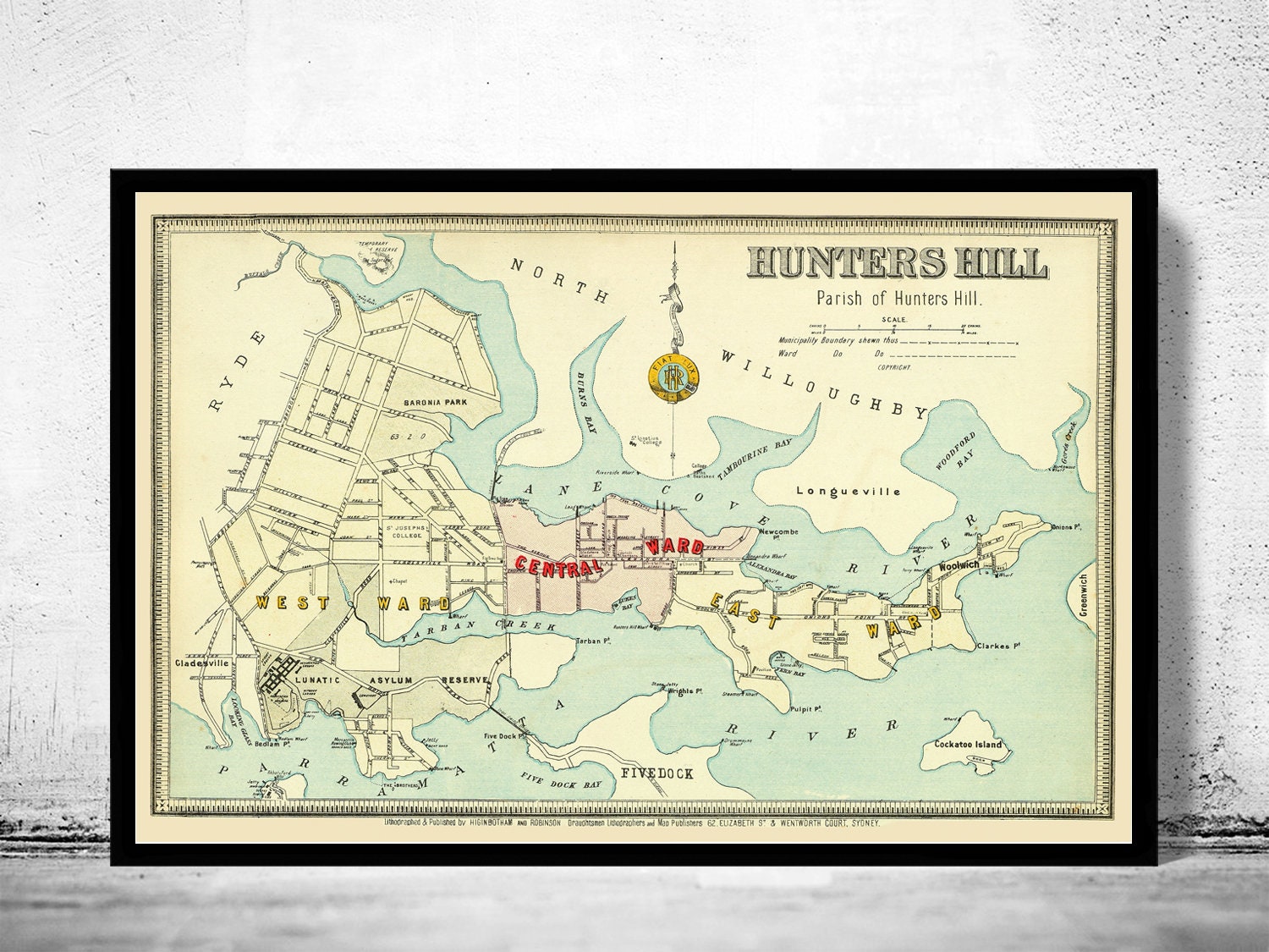 Old Map of Hunters Hill 1890 Australia Vintage Map Vintage - Etsy Australia